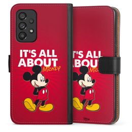 DeinDesign Galaxy A53 5G Handy Klapph&uuml;lle Handyh&uuml;lle aus Kunst Leder schwarz Flip Case Official Licensed Product Disney Mouse Sideflip mit langer Lasche