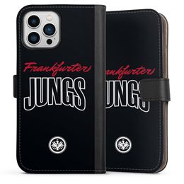 DeinDesign iPhone 13 Pro Max Handy Klapph&uuml;lle Handyh&uuml;lle aus Kunst Leder schwarz Flip Case Eintracht Frankfurt Sge Official Licensed Product Sideflip mit langer 