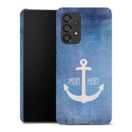 DeinDesign Galaxy A53 5G Handy Premium Case Smartphone Handyh&uuml;lle Schutzh&uuml;lle gl&auml;nzend Anchor Maritim Blue Premium Case