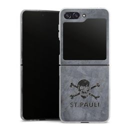 DeinDesign Galaxy Z Flip 5 Handy Hard Case Schutzh&uuml;lle transparent Smartphone Handy H&uuml;lle Concrete Logo Fc St. Pauli Hard Case