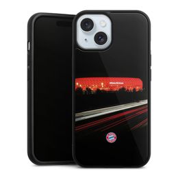 DeinDesign iPhone 15 Handy Gallery Case Handyh&uuml;lle 9H Geh&auml;rtetes Glas R&uuml;ckseite H&uuml;lle Fcb Fc Bayern M&uuml;nchen Stadium Gallery Case