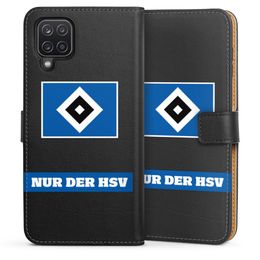 DeinDesign Galaxy A12 Handy Klapph&uuml;lle Handyh&uuml;lle aus Kunst Leder schwarz Flip Case Statement Hsv Hamburger Sv Sideflip mit langer Lasche