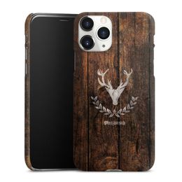 DeinDesign iPhone 11 Pro Handy Premium Case Smartphone Handyh&uuml;lle Schutzh&uuml;lle matt Wood Deer Wooden Look Premium Case