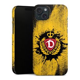 DeinDesign iPhone 15 Plus Handy Premium Case Smartphone Handyh&uuml;lle Schutzh&uuml;lle gl&auml;nzend Official Licensed Product Soccer Sg Dynamo Dresden Premium Case