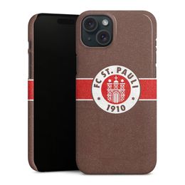 DeinDesign iPhone 15 Plus Handy Premium Case Smartphone Handyh&uuml;lle Schutzh&uuml;lle gl&auml;nzend Fc St. Pauli Logo Official Licensed Product Premium Case