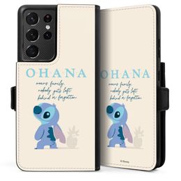 DeinDesign Galaxy S21 Ultra 5G Handy Klapph&uuml;lle Handyh&uuml;lle aus Kunst Leder schwarz Flip Case Lilo & Stitch Disney Official Licensed Product Sideflip mit Lasche
