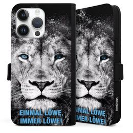 DeinDesign iPhone 14 Pro Max Handy Klapph&uuml;lle Handyh&uuml;lle aus Kunst Leder schwarz Flip Case Official Licensed Product Tsv 1860 M&uuml;nchen Lion Sideflip mit Lasche