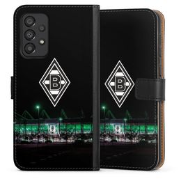 DeinDesign Galaxy A33 5G Handy Klapph&uuml;lle Handyh&uuml;lle aus Kunst Leder schwarz Flip Case Borussia M&ouml;nchengladbach Stadium Official Licensed Product Sideflip mit 