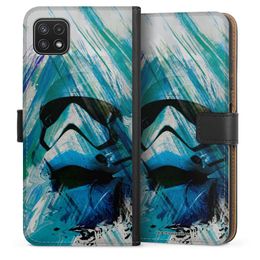 DeinDesign Galaxy A22 5G Handy Klapph&uuml;lle Handyh&uuml;lle aus Kunst Leder schwarz Flip Case Colourful Stormtrooper Star Wars Sideflip mit langer Lasche