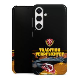 DeinDesign Galaxy S24 Handy Premium Case Smartphone Handyh&uuml;lle Schutzh&uuml;lle gl&auml;nzend Sgd Sg Dynamo Dresden Merchandise Premium Case