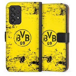 DeinDesign Galaxy A53 5G Handy Klapph&uuml;lle Handyh&uuml;lle aus Kunst Leder schwarz Flip Case Bvb Borussia Dortmund Official Licensed Product Sideflip mit langer Lasche