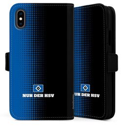 DeinDesign iPhone X Handy Klapph&uuml;lle Handyh&uuml;lle aus Kunst Leder schwarz Flip Case Logo Official Licensed Product Hsv Sideflip mit langer Lasche