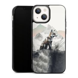 DeinDesign iPhone 13 Mini Handy Slim Case extra d&uuml;nn Silikon Handyh&uuml;lle schwarz H&uuml;lle Nature Mountain Fox Silikon Slim Case