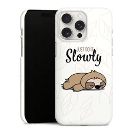 DeinDesign iPhone 15 Pro Max Handy Premium Case Smartphone Handyh&uuml;lle Schutzh&uuml;lle gl&auml;nzend Animals Sloth Lazy Sunday Premium Case