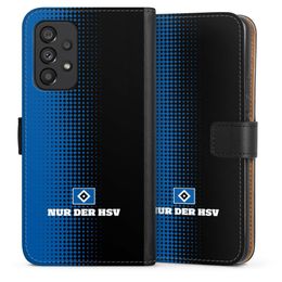 DeinDesign Galaxy A53 5G Handy Klapph&uuml;lle Handyh&uuml;lle aus Kunst Leder schwarz Flip Case Logo Official Licensed Product Hsv Sideflip mit langer Lasche