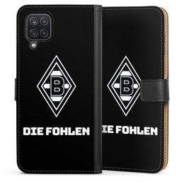 DeinDesign Galaxy A12 Handy Klapph&uuml;lle Handyh&uuml;lle aus Kunst Leder schwarz Flip Case Gladbach Borussia M&ouml;nchengladbach Die Fohlen Sideflip mit langer Lasche