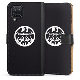 DeinDesign Galaxy A12 Handy Klapph&uuml;lle Handyh&uuml;lle aus Kunst Leder schwarz Flip Case Eintracht Frankfurt Logo Eagle Sideflip mit langer Lasche