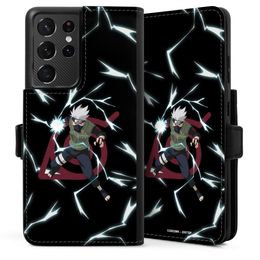 DeinDesign Galaxy S21 Ultra 5G Handy Klapph&uuml;lle Handyh&uuml;lle aus Kunst Leder schwarz Flip Case Naruto Shippuden Official Licensed Product Kakashi Sideflip mit 