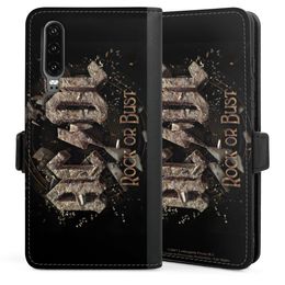 DeinDesign Huawei P30 Handy Klapph&uuml;lle Handyh&uuml;lle aus Kunst Leder schwarz Flip Case Rock Or Bust Official Licensed Product Acdc Sideflip mit langer Lasche