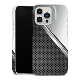 DeinDesign iPhone 13 Pro Handy Premium Case Smartphone Handyh&uuml;lle Schutzh&uuml;lle gl&auml;nzend Steel Metall Carbon Premium Case