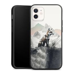 DeinDesign iPhone 12 mini Handy Premium Silikon H&uuml;lle Handyh&uuml;lle schwarz Case Nature Mountain Fox Silikon Premium Case