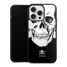 DeinDesign iPhone 15 Pro Max Handy Gallery Case Handyh&uuml;lle 9H Geh&auml;rtetes Glas R&uuml;ckseite H&uuml;lle Totenkopf Fc St. Pauli Official Licensed Product Gallery Case