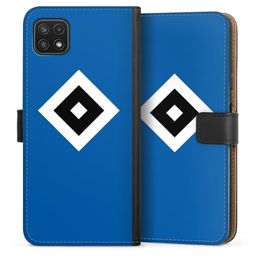 DeinDesign Galaxy A22 5G Handy Klapph&uuml;lle Handyh&uuml;lle aus Kunst Leder schwarz Flip Case Logo Hsv Hamburger Sv Sideflip mit langer Lasche