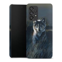 DeinDesign Galaxy A53 5G Handy Premium Case Smartphone Handyh&uuml;lle Schutzh&uuml;lle gl&auml;nzend Nature Painting Wolf Premium Case