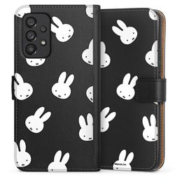 DeinDesign Galaxy A53 5G Handy Klapph&uuml;lle Handyh&uuml;lle aus Kunst Leder schwarz Flip Case Muster Transparent Miffy Sideflip mit langer Lasche