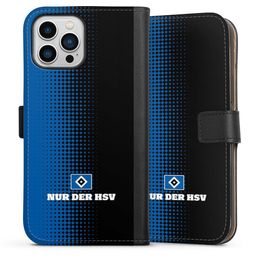 DeinDesign iPhone 13 Pro Max Handy Klapph&uuml;lle Handyh&uuml;lle aus Kunst Leder schwarz Flip Case Logo Official Licensed Product Hsv Sideflip mit langer Lasche