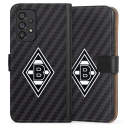 DeinDesign Galaxy A53 5G Handy Klapph&uuml;lle Handyh&uuml;lle aus Kunst Leder schwarz Flip Case Gladbach Carbon Borussia M&ouml;nchengladbach Sideflip mit langer Lasche