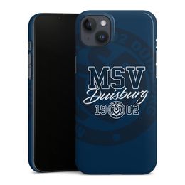 DeinDesign iPhone 14 Plus Handy Premium Case Smartphone Handyh&uuml;lle Schutzh&uuml;lle gl&auml;nzend Soccer Merchandise Msv Duisburg Premium Case