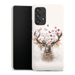 DeinDesign Galaxy A53 5G Handy Premium Case Smartphone Handyh&uuml;lle Schutzh&uuml;lle matt Flowers Deer Animals Premium Case