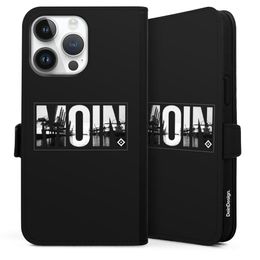 DeinDesign iPhone 14 Pro Max Handy Klapph&uuml;lle Handyh&uuml;lle aus Kunst Leder schwarz Flip Case Hamburger Sv Hsv Official Licensed Product Sideflip mit Lasche