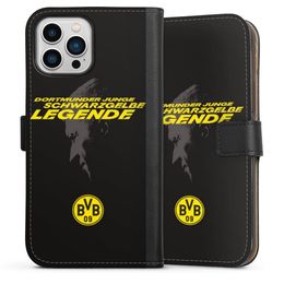 DeinDesign iPhone 13 Pro Max Handy Klapph&uuml;lle Handyh&uuml;lle aus Kunst Leder schwarz Flip Case Borussia Dortmund Bvb Marco Reus Sideflip mit langer Lasche