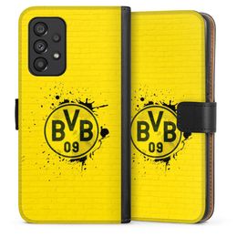 DeinDesign Galaxy A53 5G Handy Klapph&uuml;lle Handyh&uuml;lle aus Kunst Leder schwarz Flip Case Borussia Dortmund Official Licensed Product Bvb Sideflip mit langer Lasche