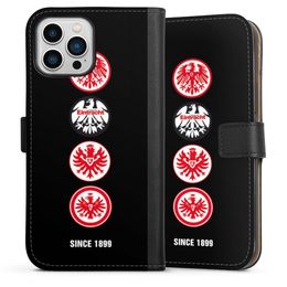 DeinDesign iPhone 13 Pro Max Handy Klapph&uuml;lle Handyh&uuml;lle aus Kunst Leder schwarz Flip Case Eintracht Frankfurt Soccer Sge Sideflip mit langer Lasche