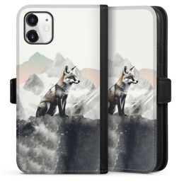 DeinDesign iPhone 11 Handy Klapph&uuml;lle Handyh&uuml;lle aus Kunst Leder schwarz Flip Case Nature Mountain Fox Sideflip mit Lasche