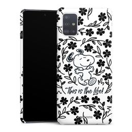 DeinDesign Galaxy A51 Handy Premium Case Smartphone Handyh&uuml;lle Schutzh&uuml;lle gl&auml;nzend Peanuts Flowers Snoopy Premium Case