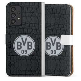 DeinDesign Galaxy A33 5G Handy Klapph&uuml;lle Handyh&uuml;lle aus Kunst Leder wei&szlig; Flip Case Borussia Dortmund Jersey Bvb Sideflip mit Lasche