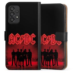 DeinDesign Galaxy A33 5G Handy Klapph&uuml;lle Handyh&uuml;lle aus Kunst Leder schwarz Flip Case Band Acdc Official Licensed Product Sideflip mit langer Lasche