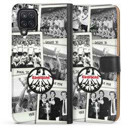 DeinDesign Galaxy A12 Handy Klapph&uuml;lle Handyh&uuml;lle aus Kunst Leder schwarz Flip Case Retro Eintracht Frankfurt Official Licensed Product Sideflip mit langer 