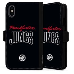 DeinDesign iPhone X Handy Klapph&uuml;lle Handyh&uuml;lle aus Kunst Leder schwarz Flip Case Eintracht Frankfurt Sge Official Licensed Product Sideflip mit langer Lasche