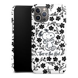 DeinDesign iPhone 12 Pro Max Handy Premium Case Smartphone Handyh&uuml;lle Schutzh&uuml;lle matt Peanuts Flowers Snoopy Premium Case