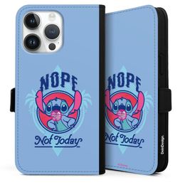 DeinDesign iPhone 14 Pro Max Handy Klapph&uuml;lle Handyh&uuml;lle aus Kunst Leder schwarz Flip Case Disney Sayings Lilo & Stitch Sideflip mit Lasche