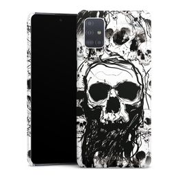 DeinDesign Galaxy A51 Handy Premium Case Smartphone Handyh&uuml;lle Schutzh&uuml;lle gl&auml;nzend Totenkopf Skulls Halloween Premium Case