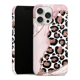 DeinDesign iPhone 15 Pro Max Handy Premium Case Smartphone Handyh&uuml;lle Schutzh&uuml;lle gl&auml;nzend Leopard Glitzer Marble Premium Case