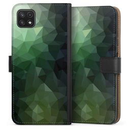 DeinDesign Galaxy A22 5G Handy Klapph&uuml;lle Handyh&uuml;lle aus Kunst Leder schwarz Flip Case Mosaic Geometric Tarnmuster Sideflip mit langer Lasche