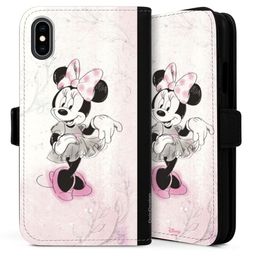 DeinDesign iPhone X Handy Klapph&uuml;lle Handyh&uuml;lle aus Kunst Leder schwarz Flip Case Vintage Minnie Mouse Disney Sideflip mit langer Lasche