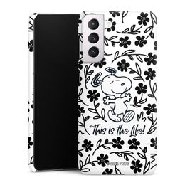 DeinDesign Galaxy S21 5G Handy Premium Case Smartphone Handyh&uuml;lle Schutzh&uuml;lle matt Peanuts Flowers Snoopy Premium Case